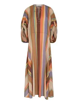 Zimmermann Solstice Striped Cotton Midi Tunic Dress - Multicoloured