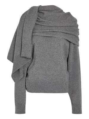 ARMARIUM Wool And Cashmere-blend Jumper With Scarf-effect Detail - Grey