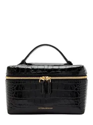Victoria Beckham Vanity Crocodile-effect Leather Cross-body Bag - Black