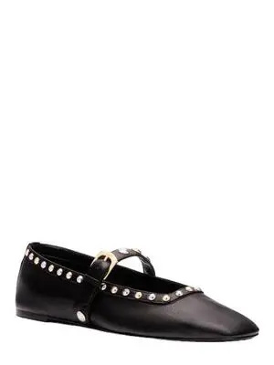 STUART WEITZMAN Stuart Weitzman Pry Mary Jane Flats With Stud Embellishments Black