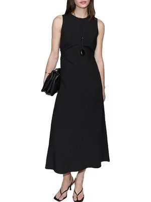 Mango Sleeveless A-line Dress With Side Cutouts - Black