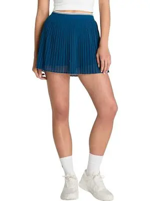Wilson Pleated Mesh Miniskirt With Elastic Waistband - Poseidon