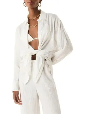 VIX PAULA HERMANNY ViX Paula Hermanny Long Sleeve Crinkled Cover-Up Shirt