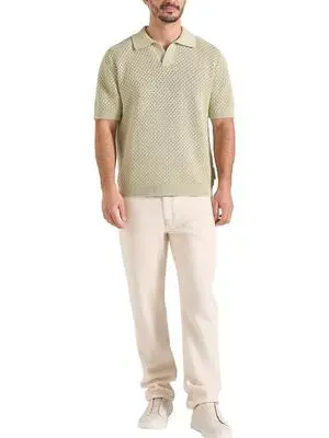Manière De Voir Conrad Textured Cotton Knit Polo Shirt - Sage