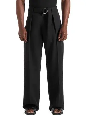 Manière De Voir Loic Wide Leg Tailored Trousers With Belt - Black