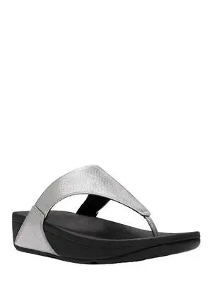 Fitflop Lulu Metallic Snake Embossed Toe-post Sandals - Silver