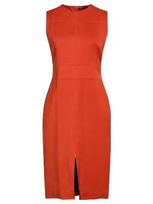 MOORER Midi Dress In Rust Cashmere - Red
