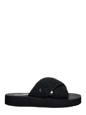 Moschino Woven Crossover Platform Sandals - Black