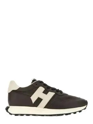 Hogan H601 Paneled Leather Sneakers - Brown