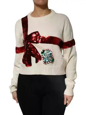 DOLCE & GABBANA Dolce & Gabbana Sequin Embellished Bow Detail Sweater