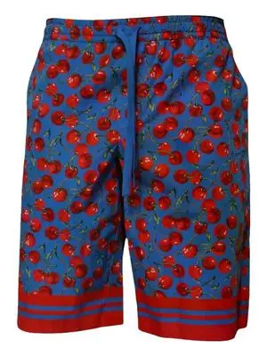 Dolce & Gabbana Cherry Print Cotton Shorts - Blue