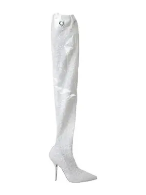 DOLCE & GABBANA Dolce & Gabbana Sequin-Embellished Pointed-Toe Stiletto Boots