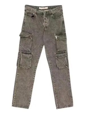YES LONDON Acid Wash Cargo Pants - Black