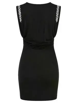 Rocco Barocco Embellished Draped Mini Dress - Black