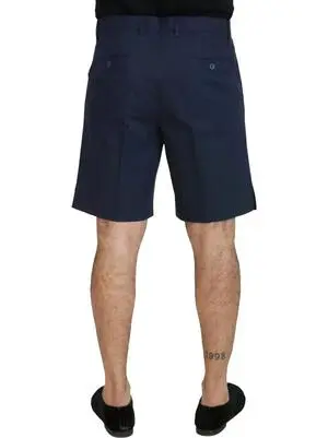 Dolce & Gabbana Navy Wool Pleated Chino Shorts - Blue