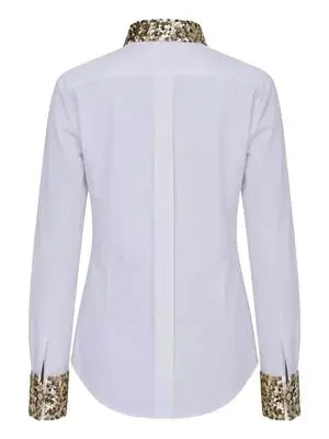 DOLCE & GABBANA Dolce & Gabbana White Cotton Sequin Embellished Shirt
