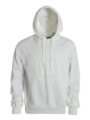 Dolce & Gabbana Embossed Logo Cotton Hoodie - White