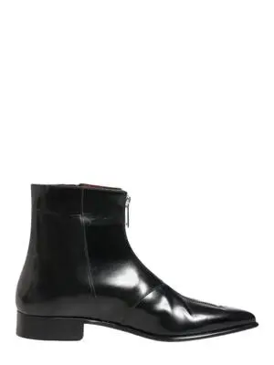 Dolce & Gabbana Zip-detail Pointed-toe Ankle Boots - Black