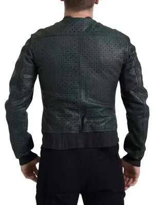 DOLCE & GABBANA Dolce & Gabbana Perforated Leather Bomber Jacket