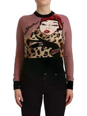 Dolce & Gabbana Leopard Print Crew Neck Sweater - Pink
