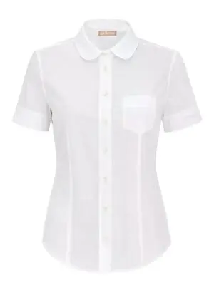 John Galliano Short-sleeved Peter Pan Collar Shirt - White