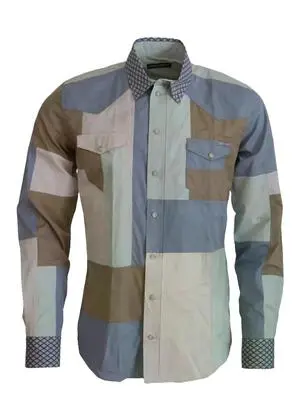 Dolce & Gabbana Patchwork Cotton Shirt - Blue