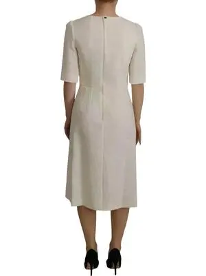 Dolce & Gabbana Floral Jacquard Midi Dress - White