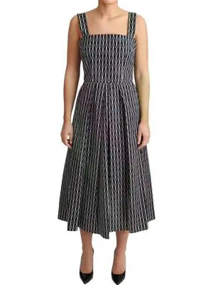 Dolce & Gabbana Geometric Print A-line Midi Dress - Black