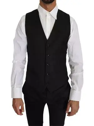 Dolce & Gabbana Wool V-neck Waistcoat - Black