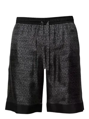 Dolce & Gabbana Silk Logo Print Shorts - Black