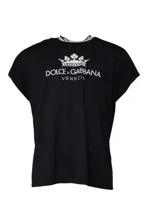 Dolce & Gabbana Logo-print Crown-motif T-shirt - Black