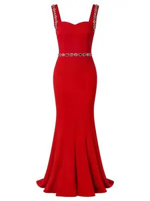 Dolce & Gabbana Embellished Mermaid Maxi Dress - Red