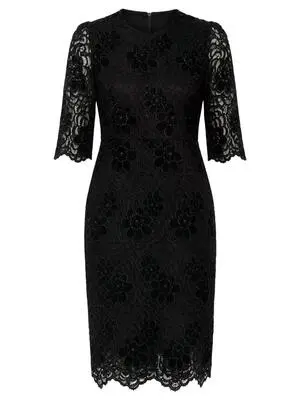 Dolce & Gabbana Floral Appliqué Lace Mini Dress - Black