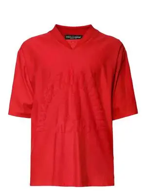 Dolce & Gabbana Embroidered V-neck T-shirt - Red