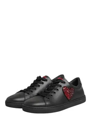 DOLCE & GABBANA Dolce & Gabbana Crystal Heart Leather Sneakers