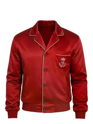 DOLCE & GABBANA Dolce & Gabbana Logo-Embroidered Silk Bomber Jacket