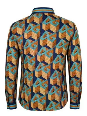 Dolce & Gabbana Multicolor Dg Logo Silk Shirt - Blue