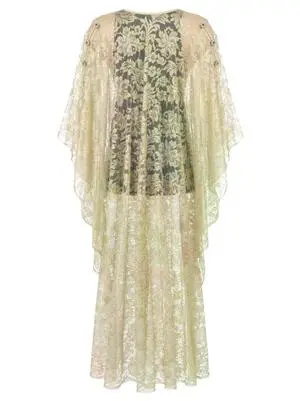 Dolce & Gabbana Floral Lace Crystal-embellished Maxi Dress - Gold