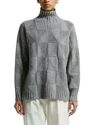 Peserico Geometric Sequin-embellished Sweater - Grey