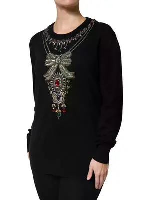 Dolce & Gabbana Embellished Virgin Wool Sweater - Black