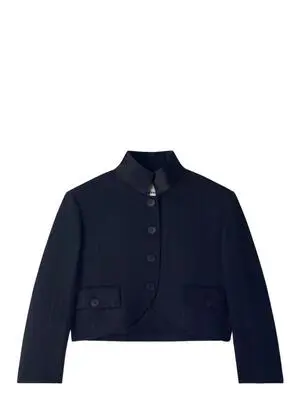 Sandro Striped Stand-up Collar Blazer - Black