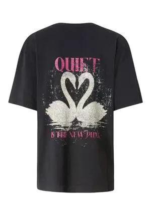 Pinko Logo Print Swan Graphic T-shirt - Black