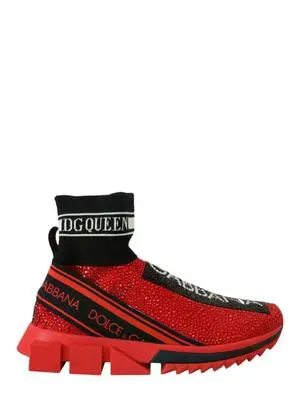 Dolce & Gabbana Embellished Sock Sneakers - Red