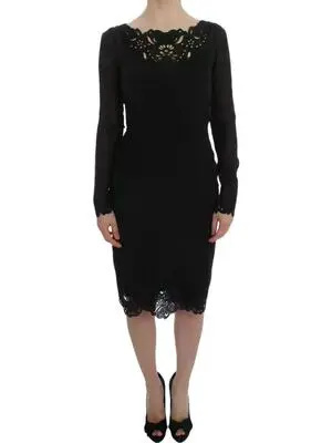 DOLCE & GABBANA Dolce & Gabbana Black Laser-Cut Silk Midi Dress