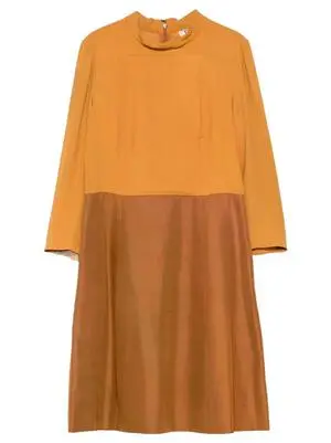 Chloé Two-tone Silk Dress - Brown