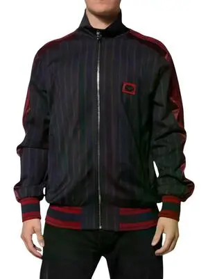 DOLCE & GABBANA Dolce & Gabbana Pinstripe Logo Plaque Track Jacket