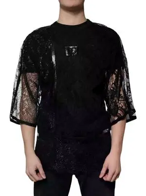Dolce & Gabbana Floral-lace T-shirt - Black