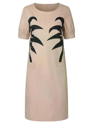 Moschino Cotton Palm Tree Print Dress - Neutrals
