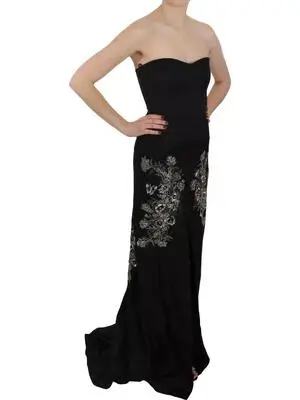 John Richmond Floral Embroidered Sequined Maxi Dress - Black