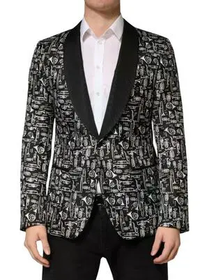 Dolce & Gabbana Instrument-print Shawl-lapel Blazer - Black